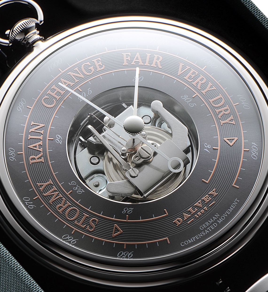 Hanging Barometer Grey & Rose Gold - Dalvey