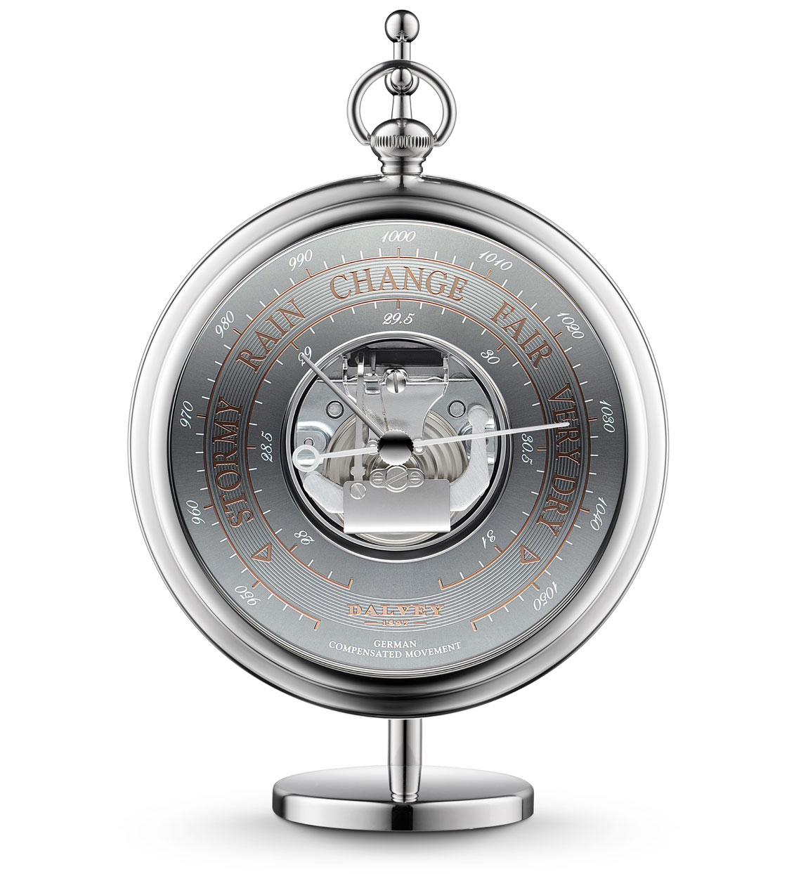 Hanging Barometer Grey & Rose Gold - Dalvey
